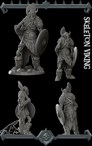 SKELETON VIKING - Miniature | All Sizes | Dungeons and Dragons | Pathf